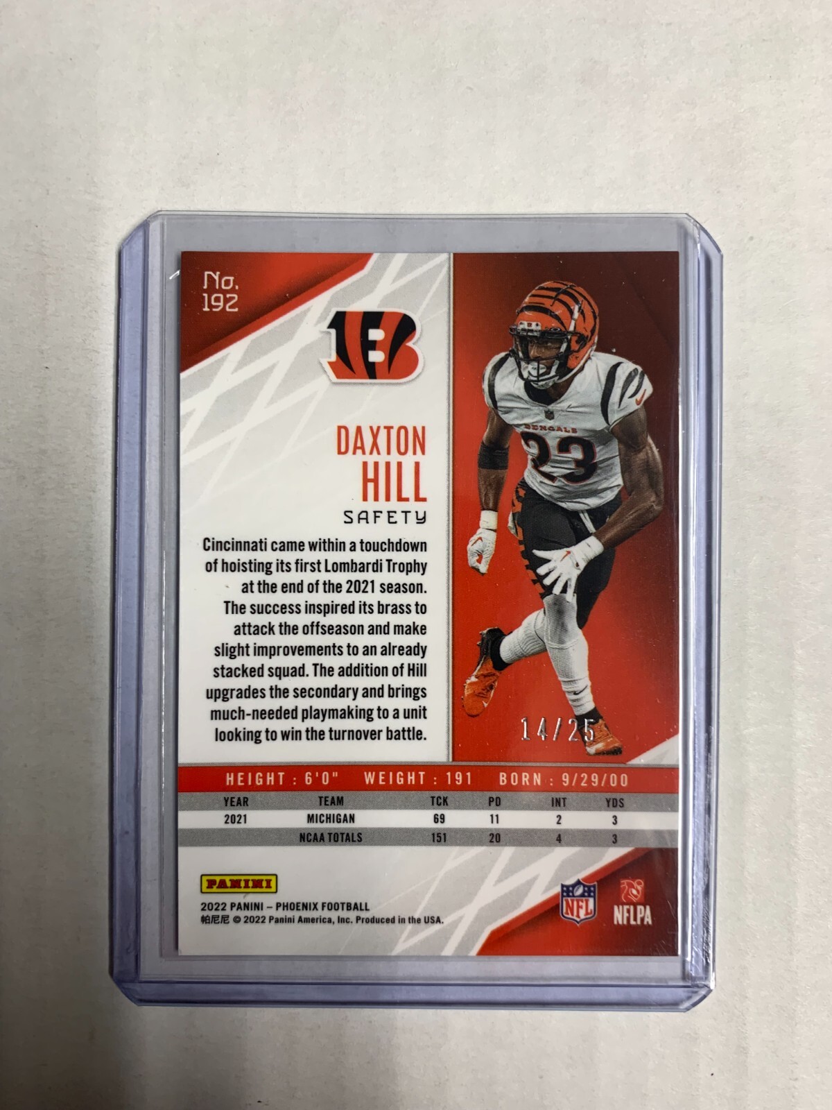 2022 Panini Phoenix - Rookies Green #192 Daxton Hill /25 (RC) for sale ...