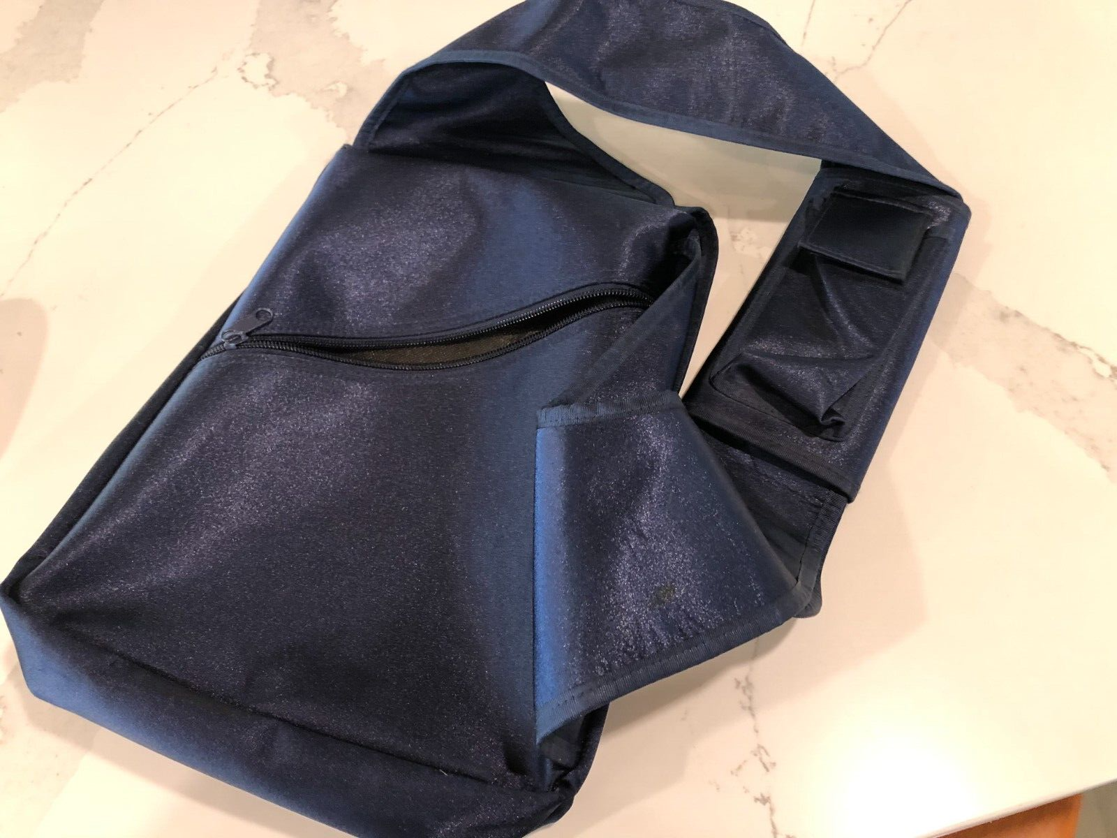 Aquage Navy Blue Sling Backpack One Shoulder Adjustable Cell Phone Zip ...