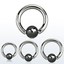 PAIR Captive Bead Ring Surgical Steel with Hematite Plated Bead Nose ...