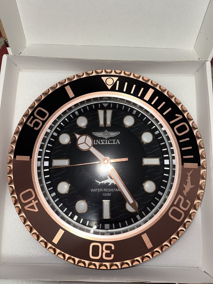 RARE INVICTA 14" TWO TONE PRO DIVER STAINLESS STEEL WALL CLOCK | eBay