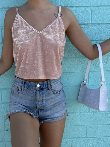 Light pink velvet cropped top | eBay