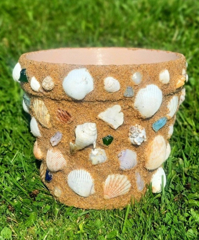 Seashell Planter Pot With Matching Saucer, Plant Beach Decor, Flower ...