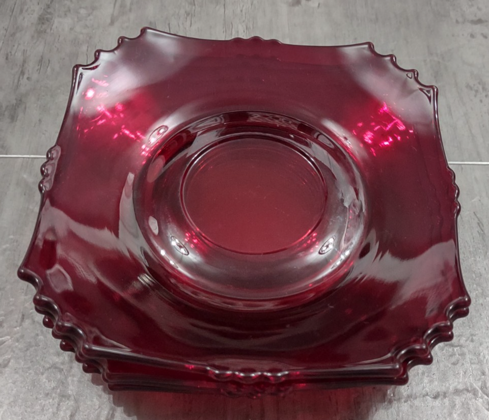 Vintage Lot of 4 Art Deco Depression Glass Ruby Red Saucers 5.5" | eBay