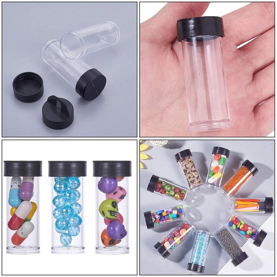 40 Pcs Black Cap Bottle Plastic Storage Bottles Liquid Container | eBay