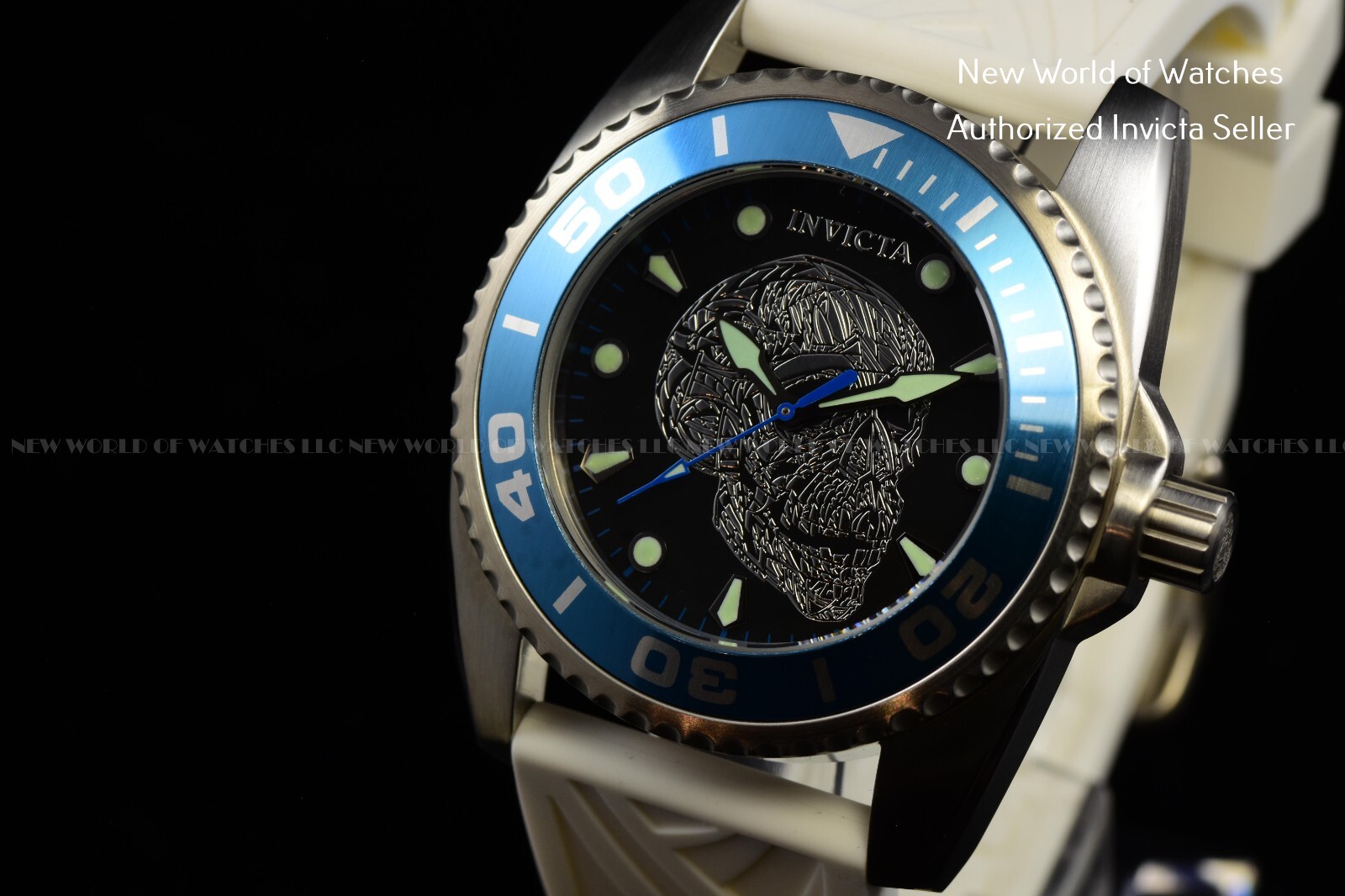 Invicta Women's Artist Black Dial Blue Bezel Quartz 42mm Silicone Watch ...