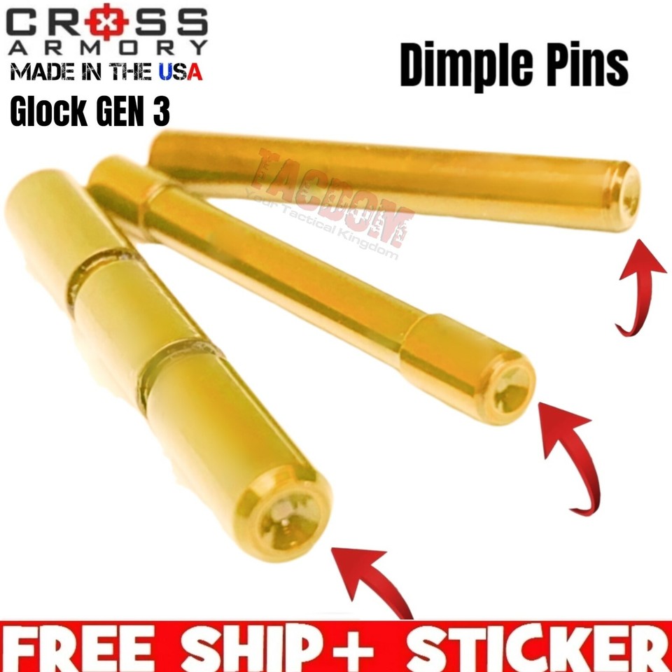 Cross Armory Gold for Glok Gen 3 DIMPLE pins extended magazine catch ...