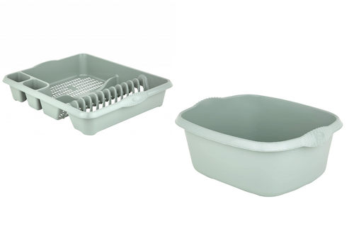 2 PC RECTANGULAR LARGE DISH DRAINER & WASHING UP BOWL BASIN RACK PLATE ...