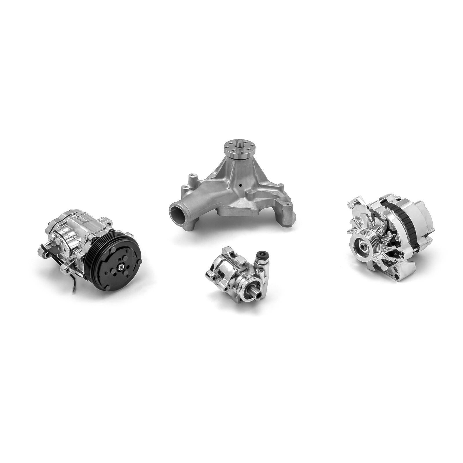 Chevy SBC 350 Aluminum Complete Serpentine Belt Drive System Kit ...