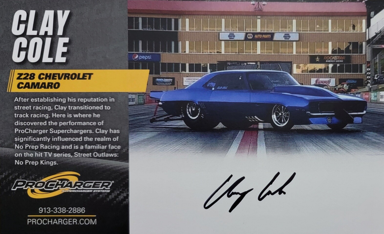 2023 Clay Cole signed ProCharger Chevy Camaro PRI Show Street Outlaws ...