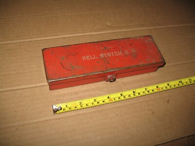 VTG RARE RED METAL TOOLBOX TOOL BOX 8 1/2" x 2 1/2" x 1 1/2" BELL ...