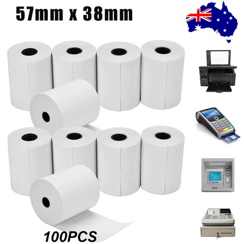 100 Rolls 57x38mm EFTPOS Thermal Paper Cash Register Receipt paper ...