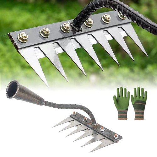 7 Teeth Carbon Steel Garden Weeding Rake Garden Rakes Metal Heavy Duty ...