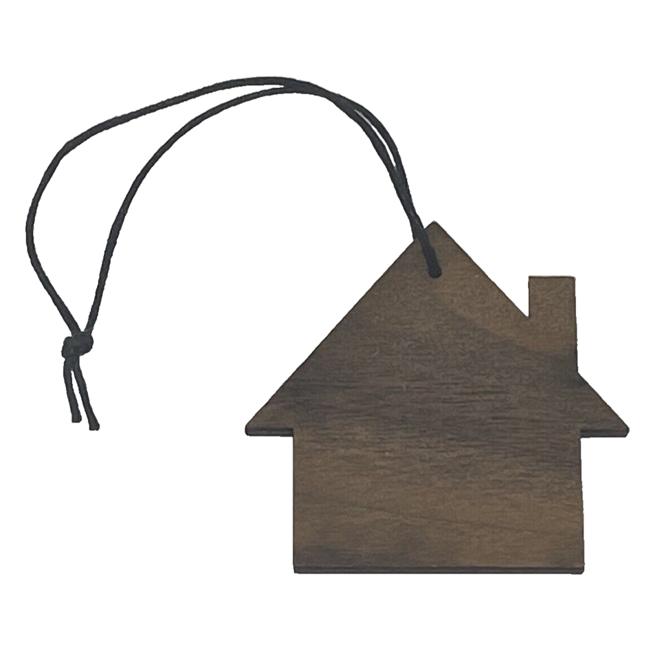 Simple 2” House Christmas Ornament Handcrafted Walnut Wood Black Hanger ...