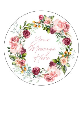 Edible Icing Sheet PERSONALISED Vintage Flower Rose 7-8" Circle Cake ...