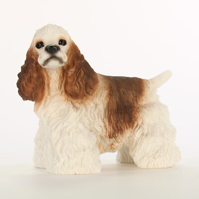 Cocker Spaniel Figurine Hand Painted Collectible Statue Brown/White | eBay