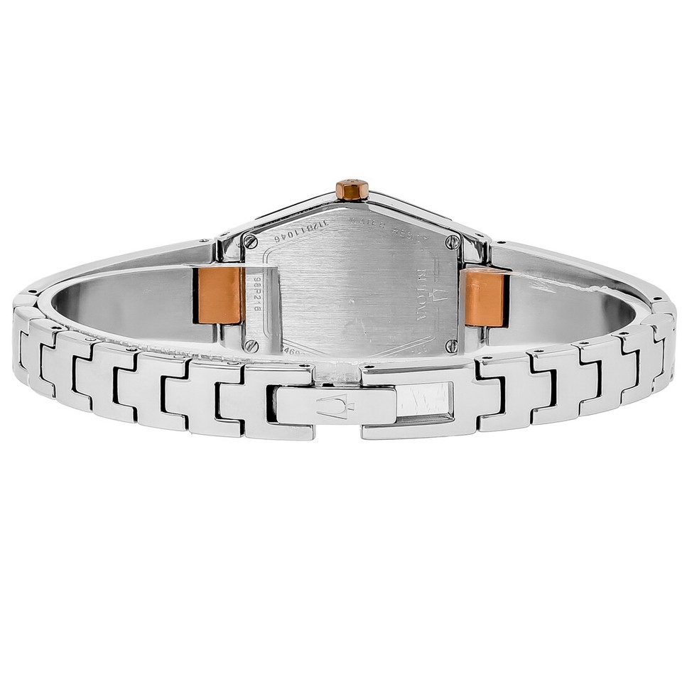Bulova Gemini Ladies Bangle Two-Tone Stainless Diamond Quartz Watch ...