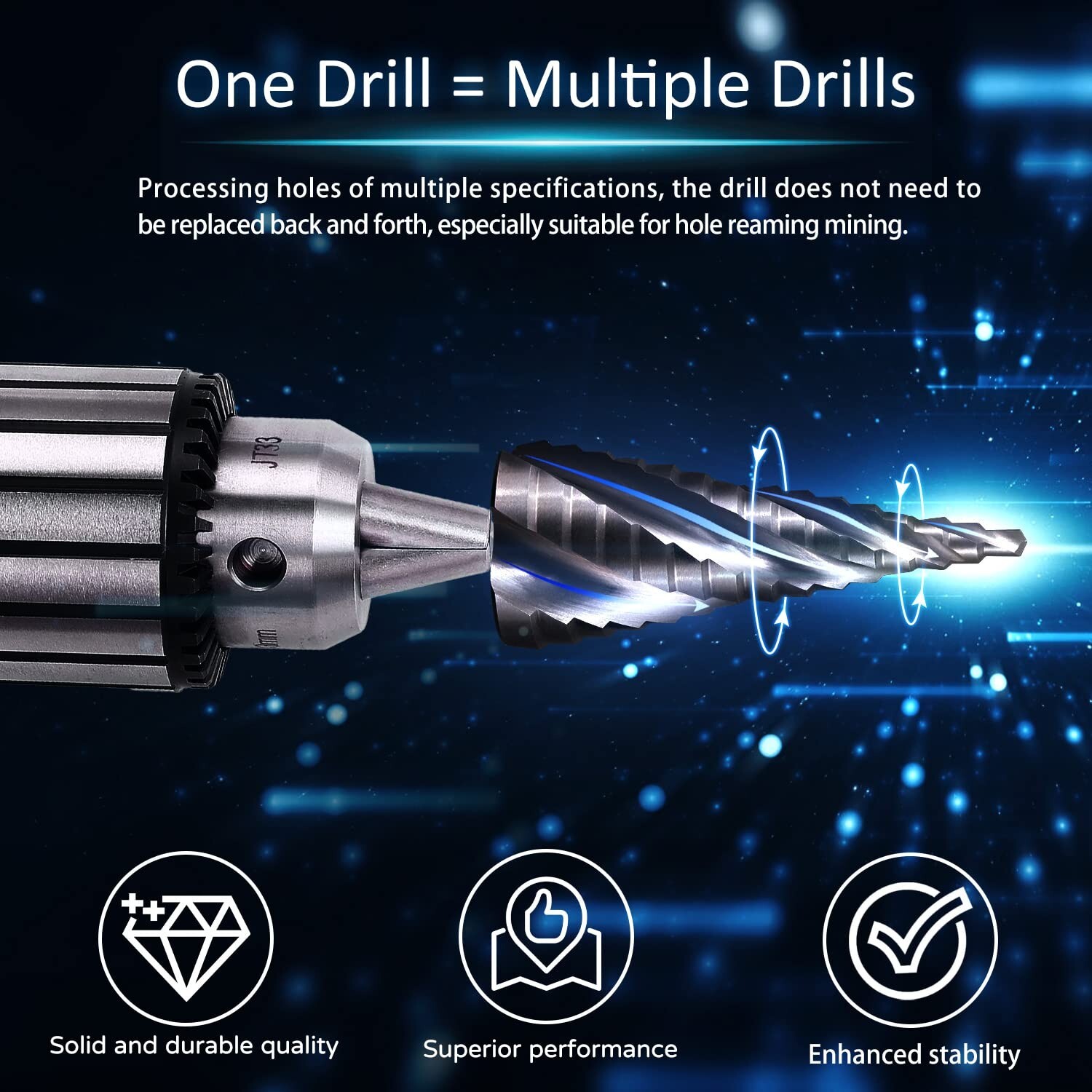 3 PCS HSS Spiral Step Drill Bit Sets, Cone Drill Hole Cutter Titanium ...