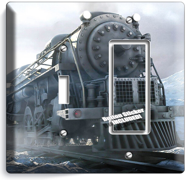 POLAR STEAM ENGINE TRAIN OLD RAILROAD LOCOMOTIVE LIGHT SWITCH OUTLET ...