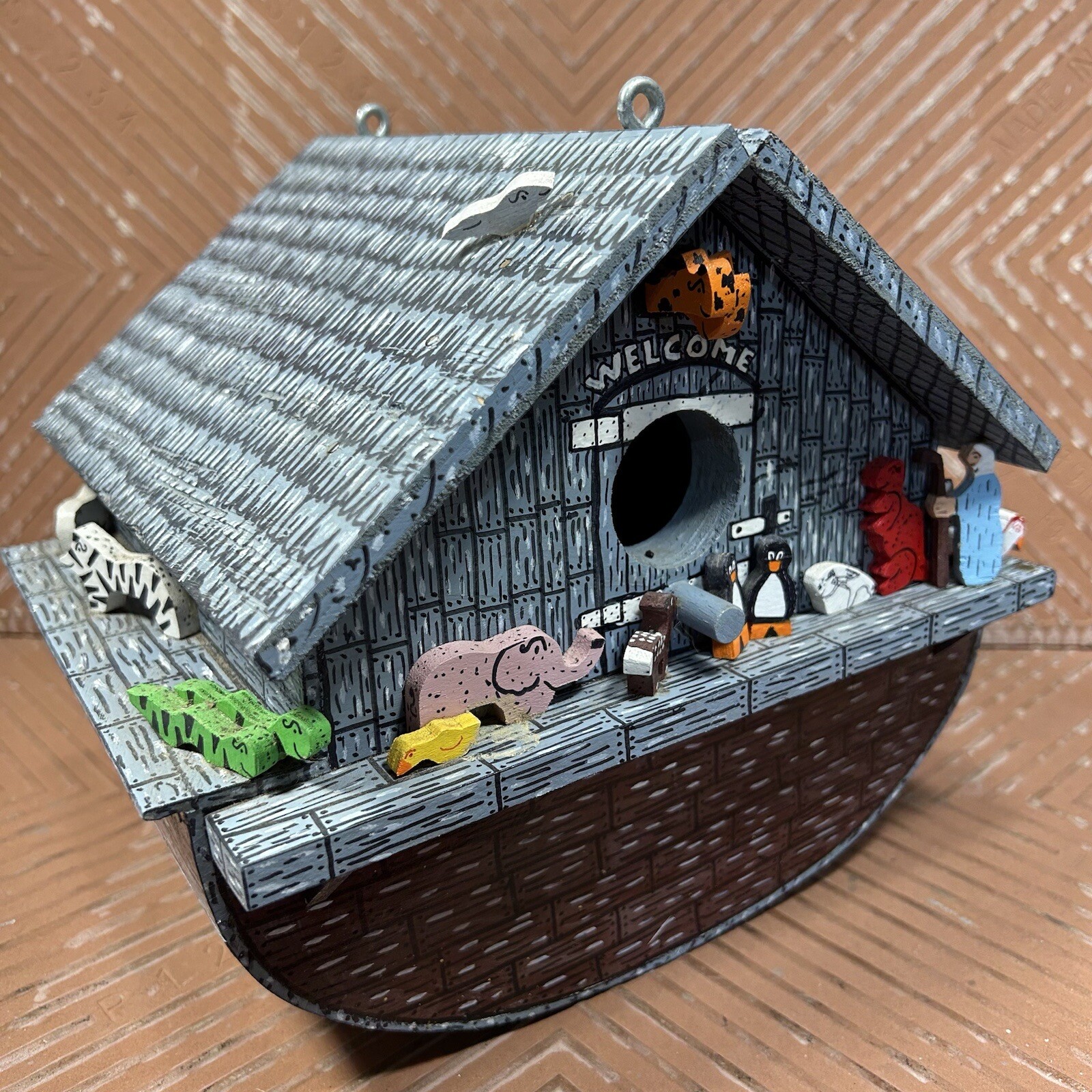 Vintage Noahs Ark Bird House Hand Made And Painted 1994 DETAILED 10 X 8 ...