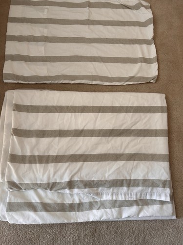 Primark White With Beige Stripe Single Bedding Set With Pillow Case ...