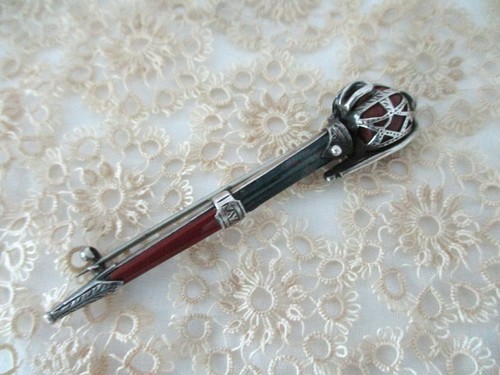 Antq,VICTORIAN,SCOTTISH,Sterling,Bloodstone & Agate SWORD & SHEILD ...
