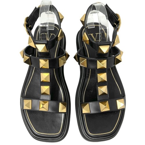 Valentino Garavani Roman Stud Black Leather Platform Sandals – Size 38 ...