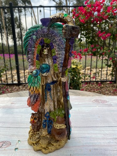 Santa Muerte Bendesida Azteca / Aztec Rainbow 13" Holy Death Grim ...