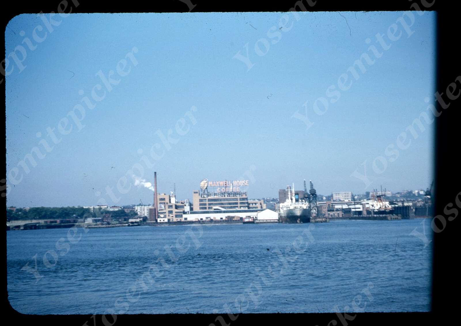 Sl88 Original Slide 1950's Red Kodachrome Maxwell house factory harbor ...