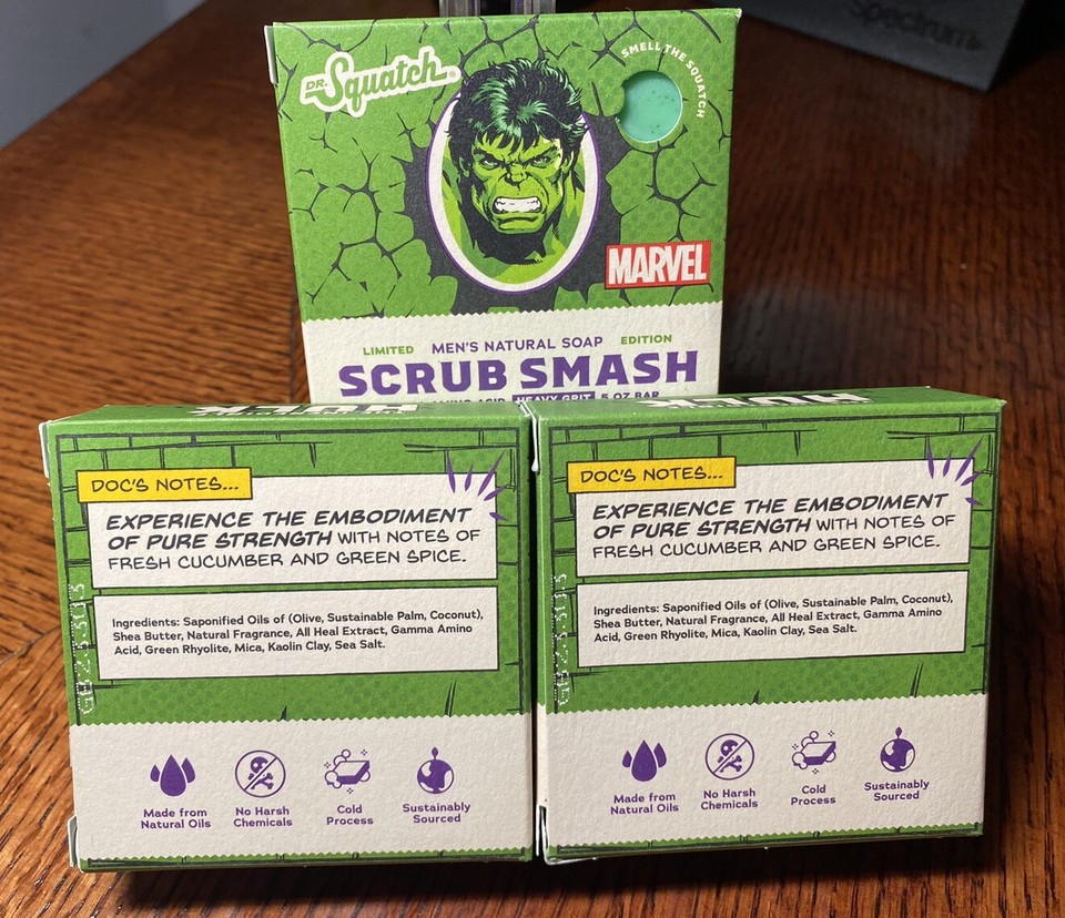 3 Dr Squatch HULK Scrub Smash Limited Edition 5 Oz Natural Soap Bar Lot ...