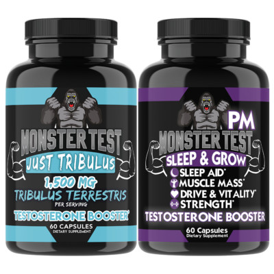 Monster Test Mens Just Tribulus + Monster PM Sleep Aid Testosterone ...