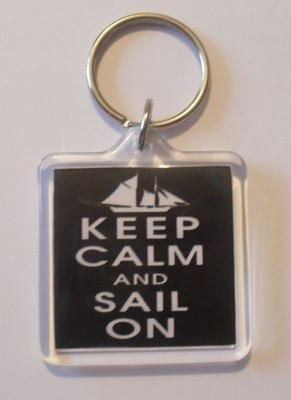 Black - Keep calm and sail on Keyring 1.3 x 1.3 Inches | eBay UK
