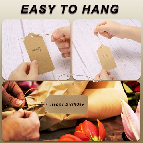 100Pcs Kraft Paper Gift Tags with String,2.4x2 Inch Crown Paper Labels ...