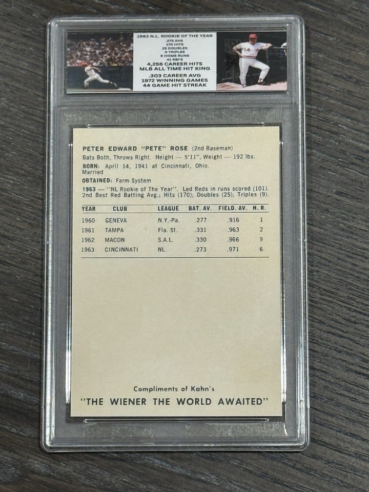 PETE ROSE REDS SIGNED 1963 NL ROY AUTO CUSTOM SLAB CARD | eBay