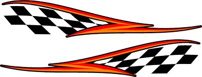 checkered flag & stripe racing vinyl graphics decal sticker set 11" x ...