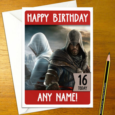 ASSASSIN'S CREED Personalised Birthday Card - personalized brotherhood ...
