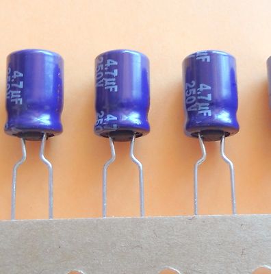 50 pcs, 4.7uF (4u7) 250V Electrolytic Capacitors by Panasonic, ECA ...