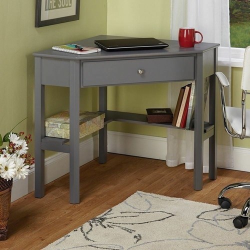 Gray Grey Finish Wooden Corner Computer Desk Laptop Student Office ...