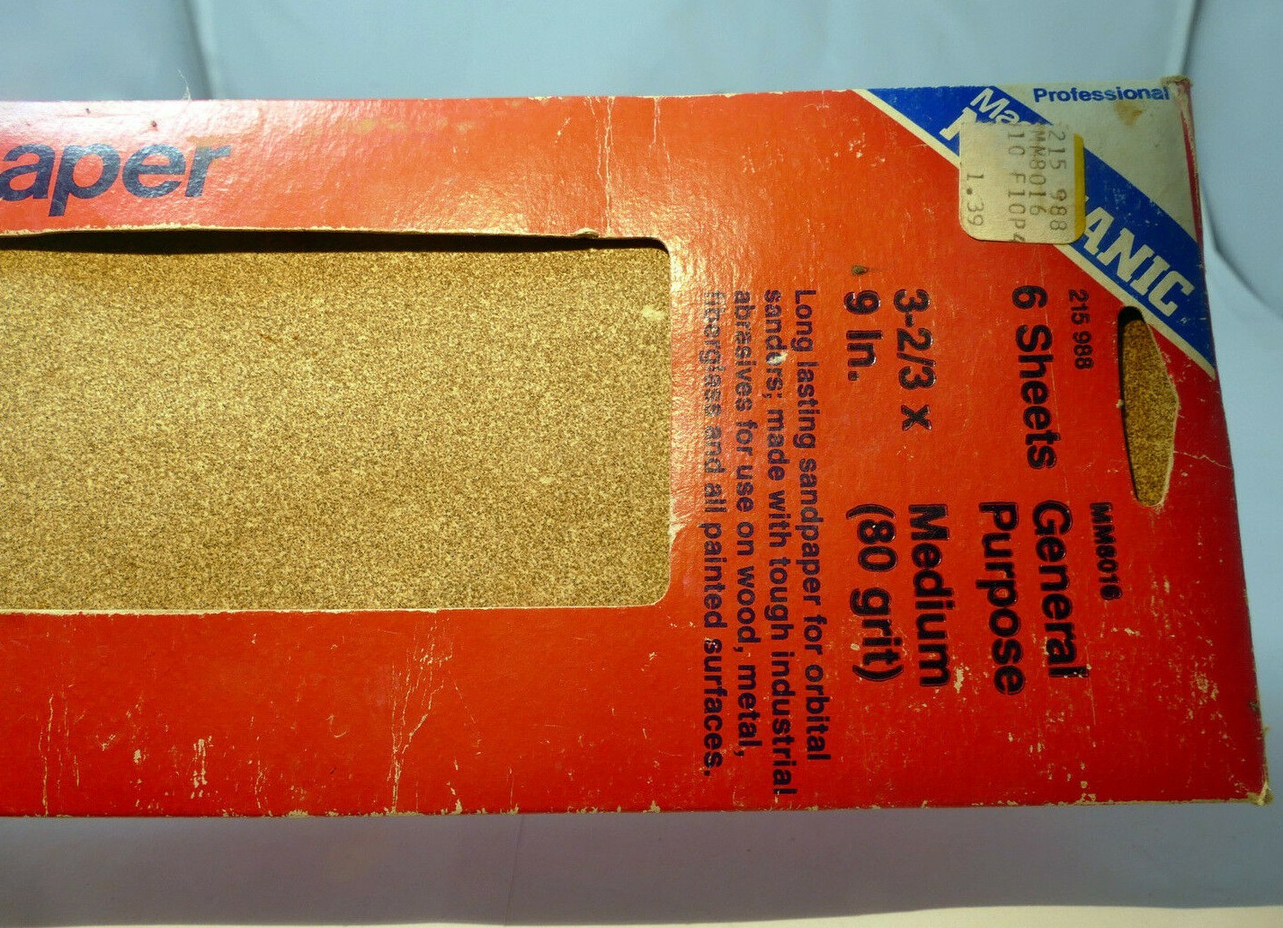Sand Paper 80 grit Medium General Purpose 4 sheets ( 3-2.3X9") MM8016 ...