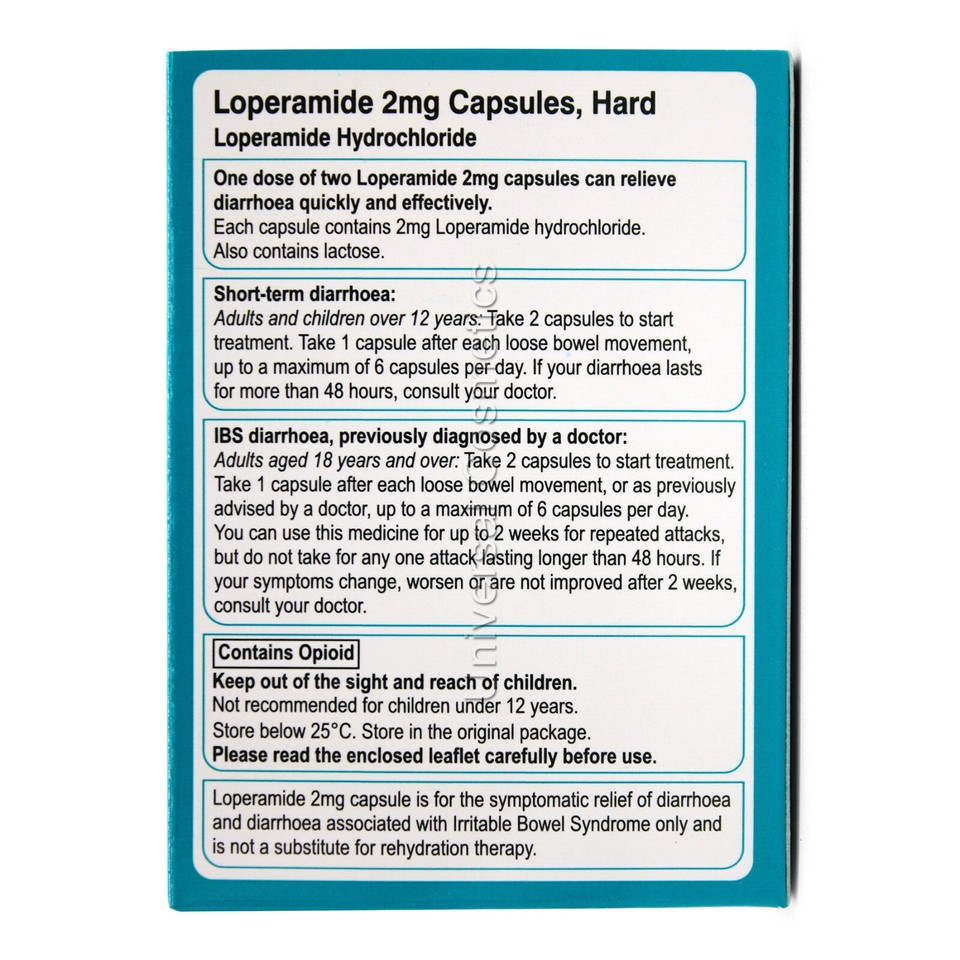 Diarrhoea Relief 2mg Capsules Loperamide Hydrochloride Capsules ...