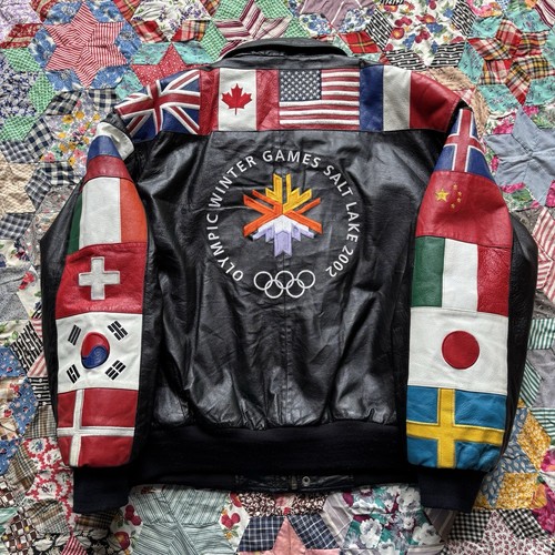 Vintage Salt Lake Olympics World Flags Leather Jacket 2XL | eBay