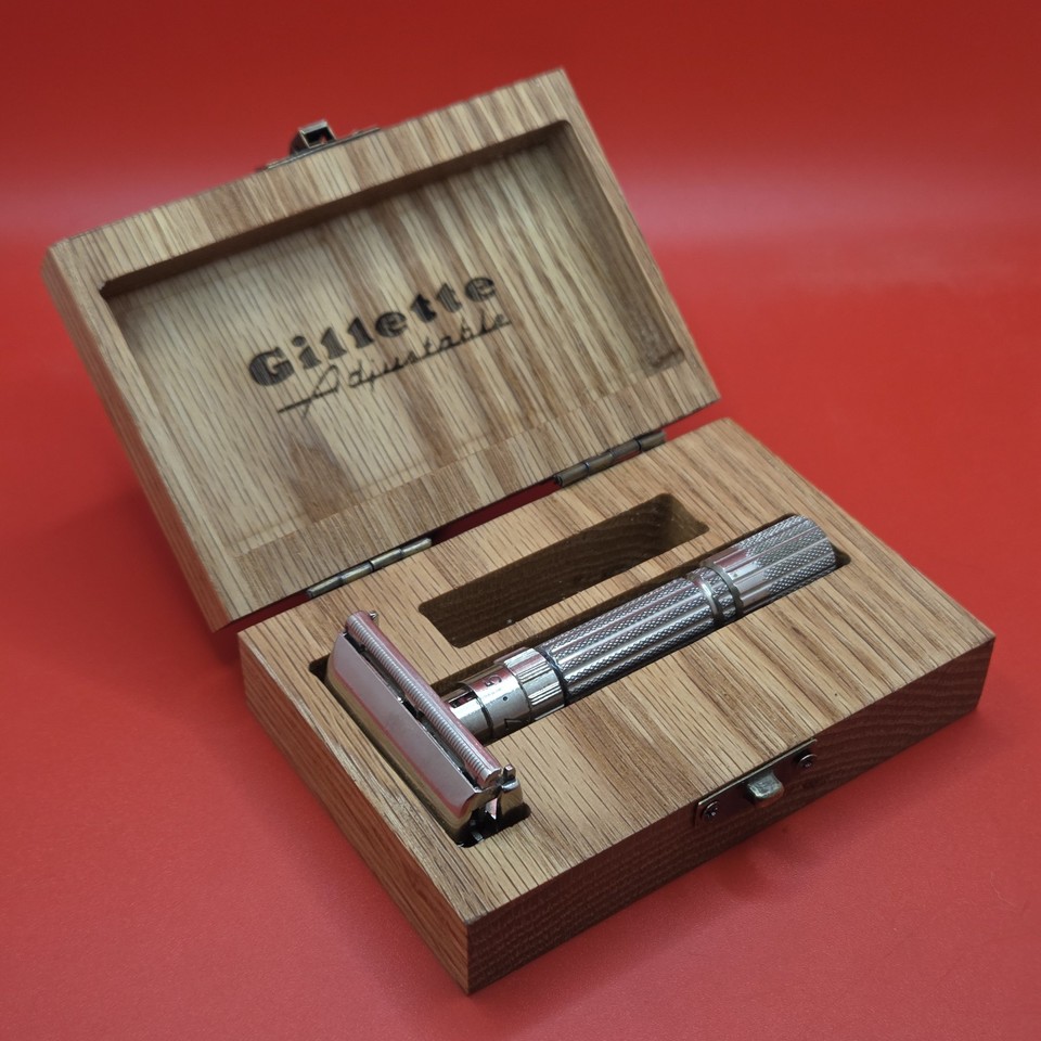 Gillette Adjustable Safety Razor Case. New. Handmade. Premium Red Oak ...