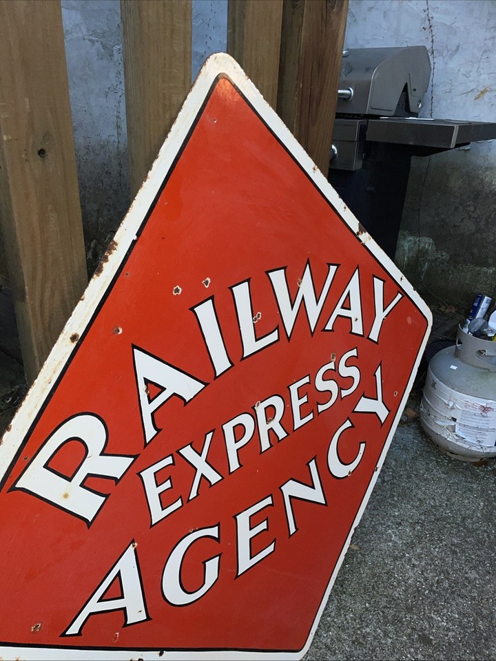 Railway Express Agency Double Sided Porcelain Sign | eBay
