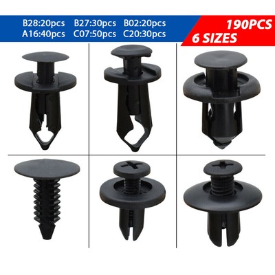 190 x Car Fastener Clip Plastic Push Pin Rivet Trim Panel Interior ...
