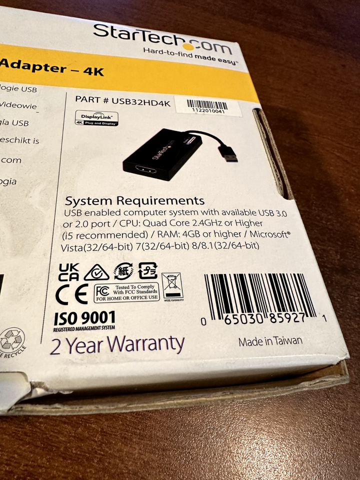 Startech USB 3.0 to HDMI Adapter, 4K 30Hz, DisplayLink Certified, USB ...
