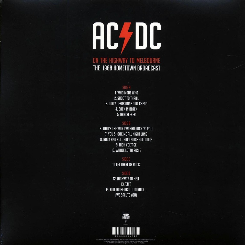 VERY RARE AC/DC "HIGHWAY TO MELBOURNE" 2 WHITE VINYL RECORD ALBUM ...