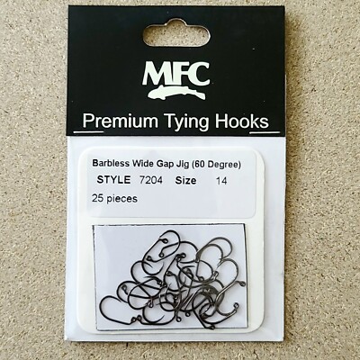 MFC Premium Tying Hooks Style 7204 Size 14 Pcs 25 Barbless Wide Gap Jig 60° ~NEW | eBay