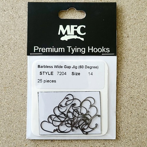 MFC Premium Tying Hooks Style 7204 Size 14 Pcs 25 Barbless Wide Gap Jig 60° ~NEW | eBay