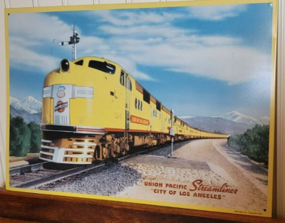 Metal sign UNION PACIFIC Streamliner City of Los Angles 16" x 11" train ...