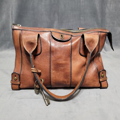 Vintage FOSSIL Reissue Weekender Bag Leather Satchel Handbag Long Live ...