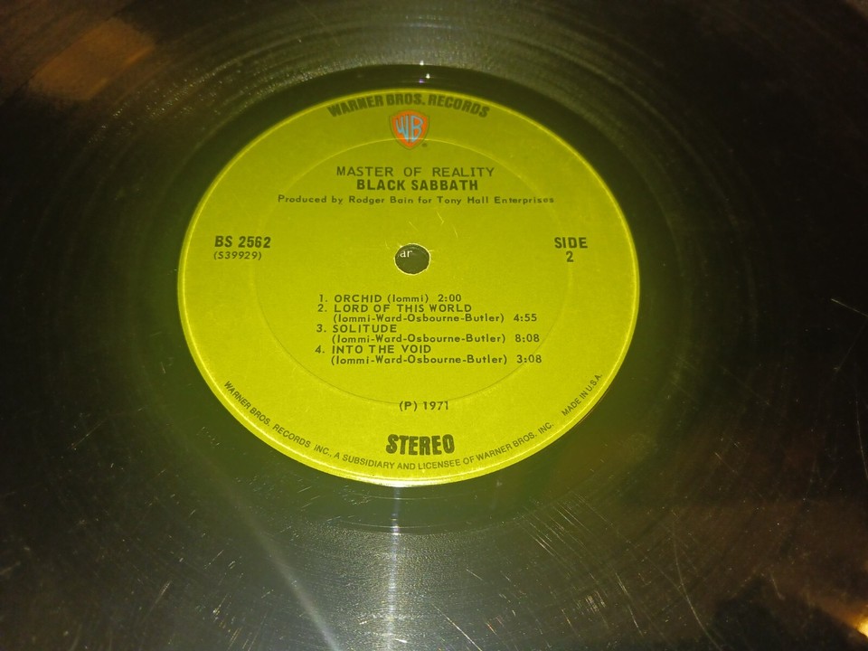 BLACK SABBATH "MASTER OF REALITY" (1971) BS 2562. TERRE HAUTE PRESSING ...